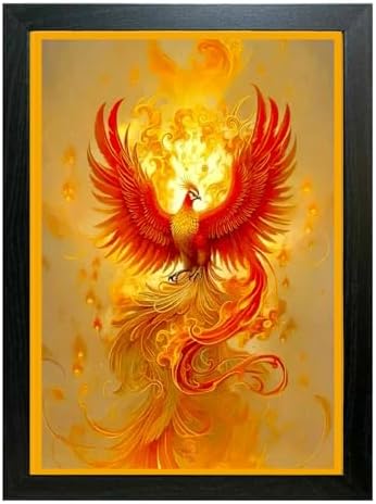 PHOENIX BIRD FRAME WALL ART PRINT | 9 * 13 INCH | FRAMED A4 YELLOW ...