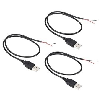 Amazon.com: PATIKIL 0.5M/2Ft 5V 3A USB Pigtail Extension Power Cable, 3 ...