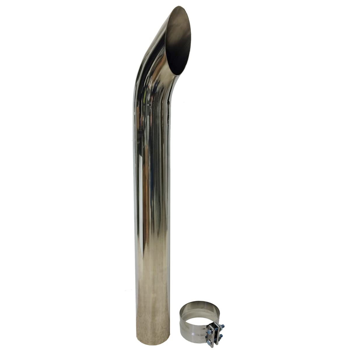 5" Curved Cut Polished Stainless Exhaust Stack 5" OD 44" Long with ...
