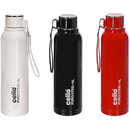 Cello Puro Steel-X Benz Water Bottle with Inner Steel and Outer Plastic ...
