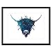 Wee Blue Coo Graphic Ink Splat Highland Cow Framed Picture Art Framed ...