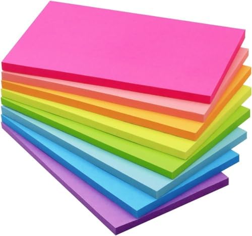 Sticky Notes 3x5 inch Bright Colors Self-Stick Pads 8 Pads/Pack 50 ...
