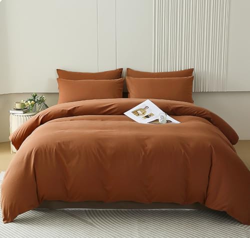 Amazon.com: Luxlovery Pumpkin Color Comforter Set Queen Rust Comforter ...