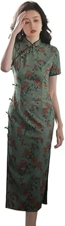 Amazon.com: Green Cheongsam, Young and high-end Style, Retro Republic ...
