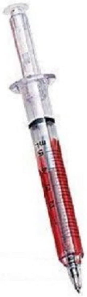 6 Novelty Blood Syringe Pens with Extra Refills Double Value Double ...
