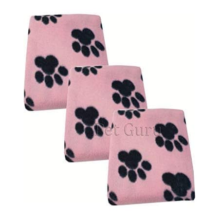 PINK SOFT COSY WARM FLEECE PAW PRINT PET BLANKET DOG PUPPY ANIMAL CAT ...
