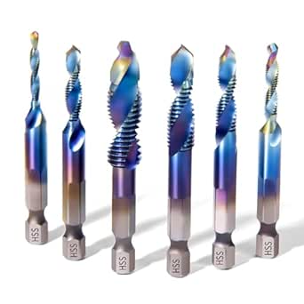 ColumPRO 6PCS Titanium Drill and Tap Combination Bits Set, 1/4” HSS Hex ...