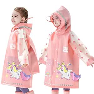 Amazon.com: Fewlby Kids Raincoats For Girls Boys Waterproof Rain Jacket Cartoon Unicorn Children ...