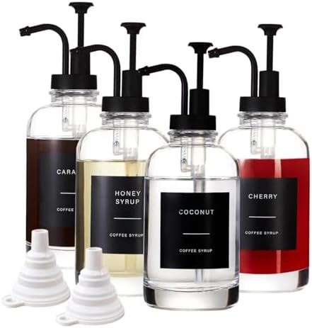 Amazon.com - Mzowgzk Coffee Syrup Dispensers for Coffee Bar(Set of 4 ...