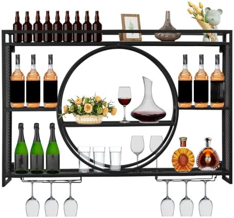 Amazon.com: RAJYQODIS Wall Mounted Wine Racks with Glass Holder, 3 Tier ...