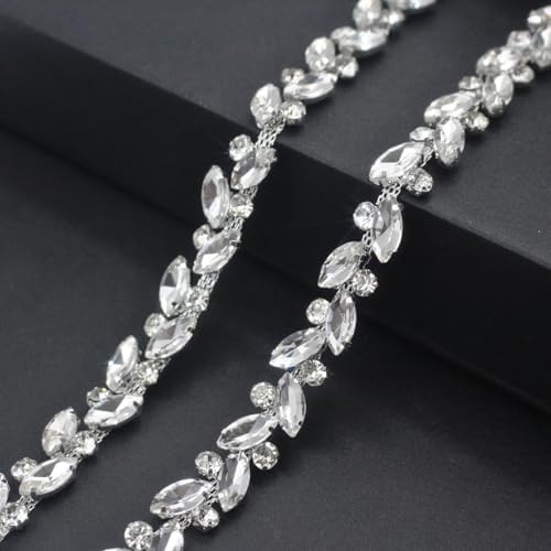 Amazon.com: 1 Yard Rhinestone Trim Chain Silver String Strips Crystal ...