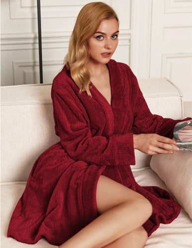 Snapklik.com : Womens Plush Short Robes V Neck Fleece Fluffy Soft ...