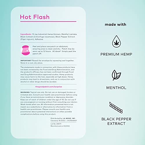 The Good Patch Pflanzenbetriebene Menopausenunterstützung – nachhaltige Freisetzung Hot Flash ...