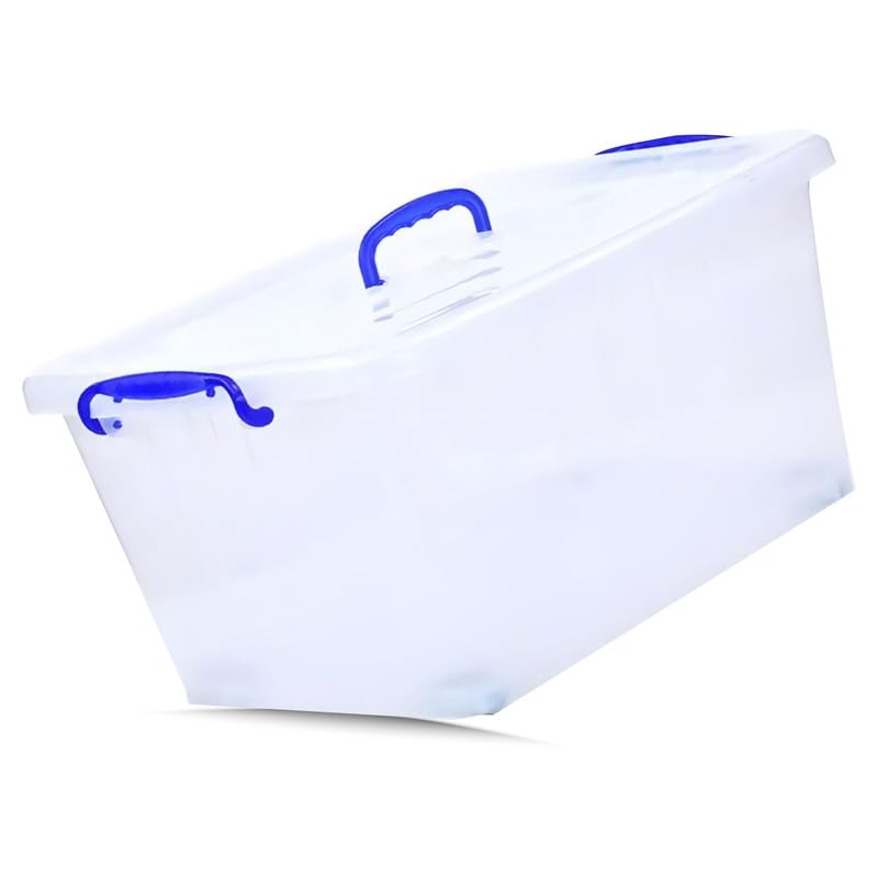STL Heavy-Duty Clear Plastic Storage Box with Lid 110L, Stackable ...
