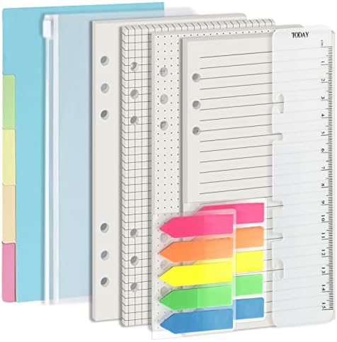 A5 Planner Inserts with Paper folder dividers and gift, Harphia,6 ring ...