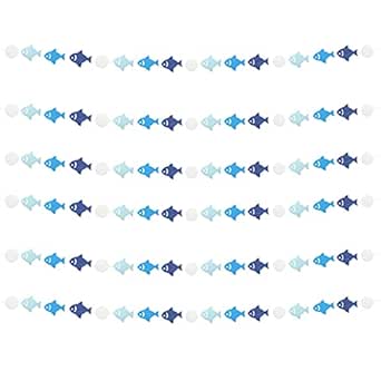 Lauthen.S Blue Fish Garland, 6pcs Fish Dot Circles Paper Garland ...