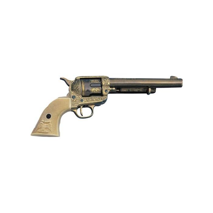 Buy Denix Model 1873 Engraved Long Barrel Gold Finish Army Revolver ...