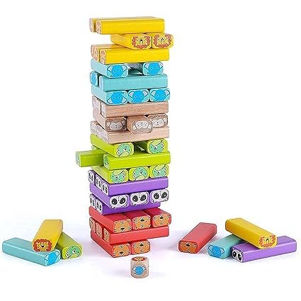 Buy Junona Classic Animal Blocks Zenga, Colorful Stacking Tower Game ...