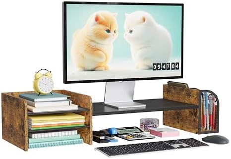 Amazon.com: KUAIYU Double Deck Monitor Riser,Cut Triangle Save Space ...