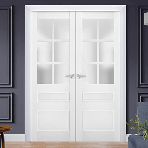 SARTODOORS Solid Interior French Double Doors 56 x 80 inches | Veregio ...
