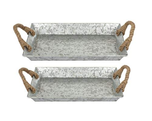 storeindya, Set of 2 Galvanized Metal Tray/Metal Trays Decorative/Metal ...