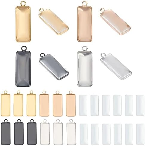 Amazon.com: UNICRAFTALE 24 Sets 4 Colors Rectangle Cabochon Pendants ...