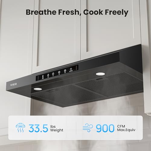 VIKIO HOME Range Hood 36 Inch Under Cabinet, 900 CFM Dual Centrifugal ...