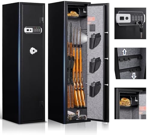 Amazon.com: KILISTEELS 5 Gun Safe with 3 Pistol Pouches,Large Biometric ...