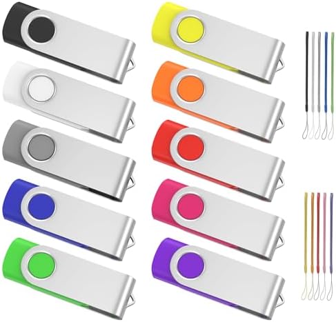 Amazon.com: 10 Pack Flash Drives Zip Drives with Lanyards, Key Tags and Storage Case Metal USB 2 ...