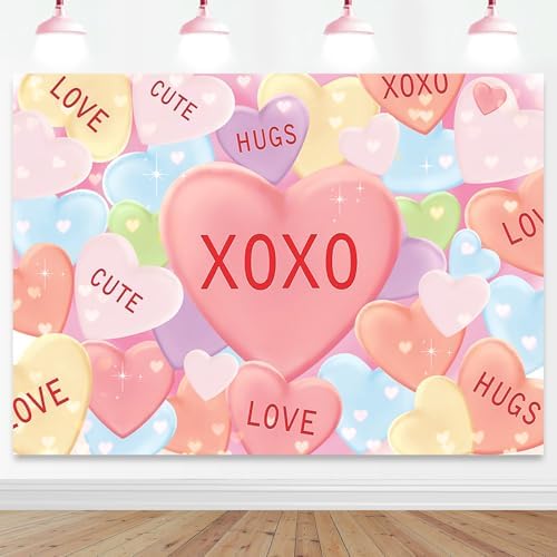 Amazon.com : Mocsicka Valentine's Day Backdrop Kisses Hugs XOXO ...
