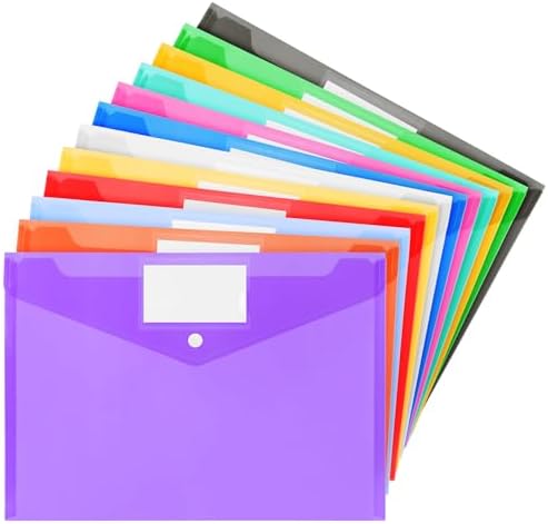 Amazon.com : Vobou 12 Pack Plastic Poly Filing Envelopes, Clear ...