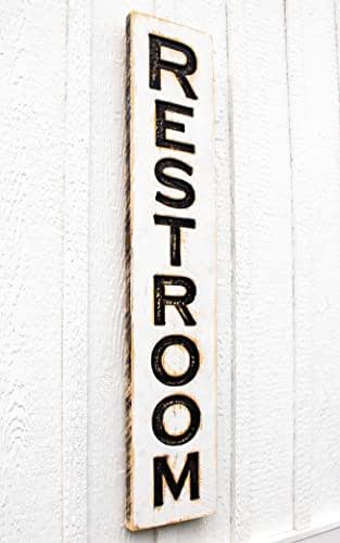 Amazon.com: Vertical RESTROOM Sign | 40" tall x 8" wide | Carved in ...