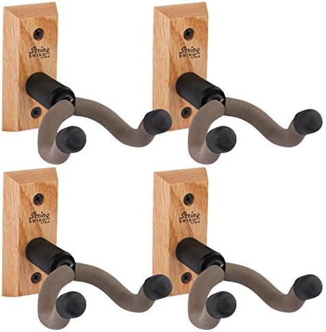 String Swing - 4 Pack Oak Wall Mount Guitar Hanger - Guitar Hook for ...