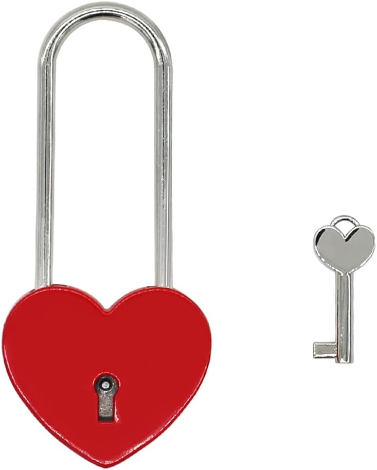 Candado en forma de corazón rojo, lindo candado de amor con llave para ...
