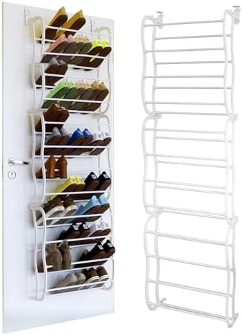 Amazon.com: TeqHome Over The Door Shoe Rack, 36Pair Over-The-Door Shoe ...