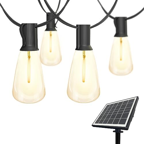 SUNTHIN 100FT Solar Festoon Light Outdoor,48+1 LED String Lights Garden with ST38 Shatterproof ...