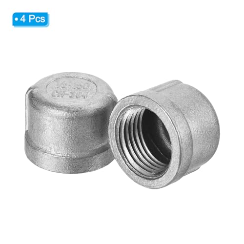 PATIKIL 1/2″ NPT Pipe Fitting Cap, 4 Pack 304 Stainless Steel Pipe Cap ...