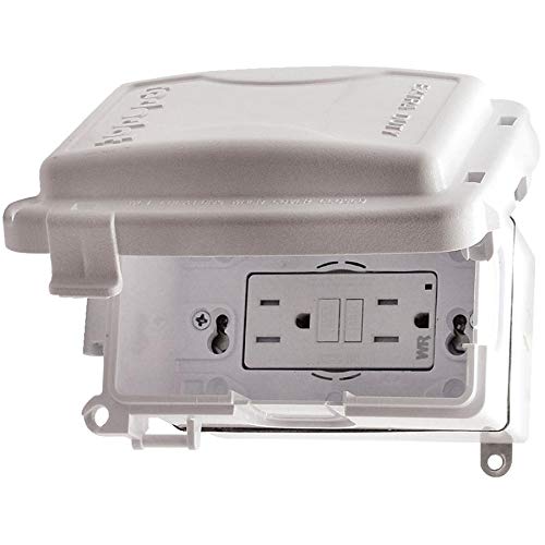While-in-Use White Medium Metal Weatherproof GFCI Receptacle Cover Kit ...