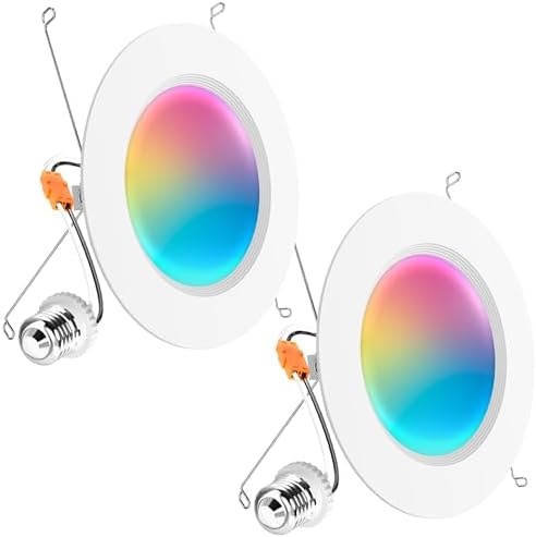 Sunco LED Recessed 6 Inch, Smart RGBW Color Changing Can Light, High ...
