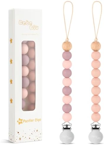 Amazon.com : BebeBiu 2 Pack Pacifier Clips, Silicone Pacifier Clip for ...