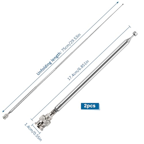 VooGenzek 2 PCS 75cm 7 Section Replacement Telescopic Aerial Antenna ...