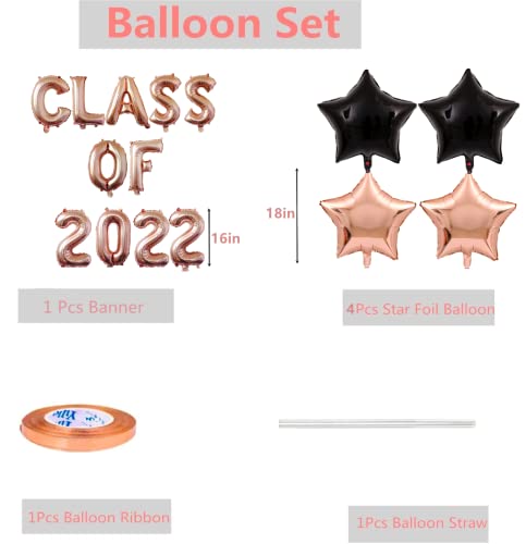 Class of 2023 Balloons with Black Star Balloons Set, Hanging Foil Gold ...