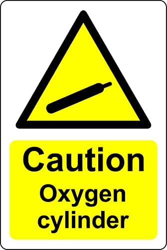 Caution oxygen in use Safety sign - Self adhesive sticker 200mm x 150mm ...