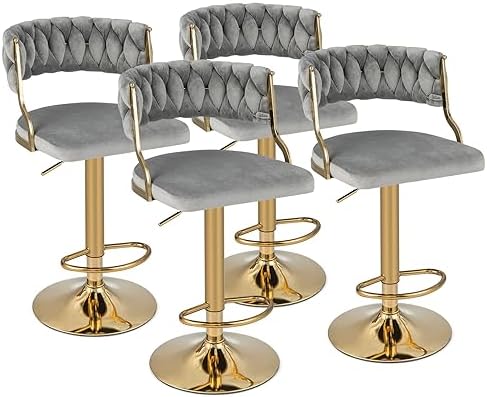 COSTWAY Bar Stools Set of 4, Max Load 400 Lbs, Modern Upholstered ...