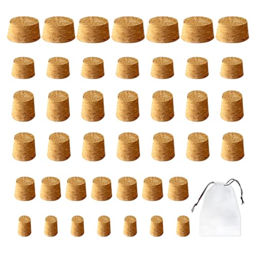 42 Piece Cork Bottle Caps in Multiple Sizes with 1 Piece Storage Bag ...