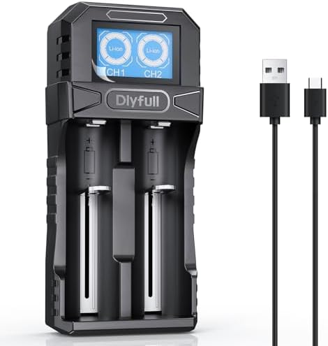 Amazon.com: Dlyfull 18650 Battery Charger 4 Bay, LCD Display Lithium Battery Charger with USB-C ...