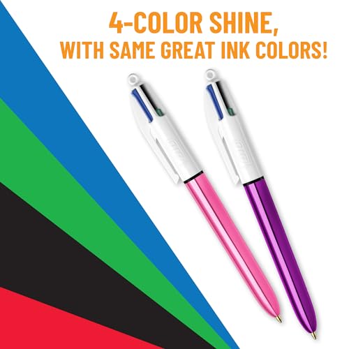 Snapklik.com : BIC 4-Color Shine Retractable Ball Pens, Medium Point ...