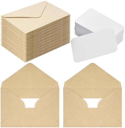 Amazon.com : jiebor 100 Sets Small Kraft Envelopes with Small Blank ...