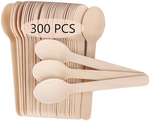DAJAVE 300 Pcs Wooden Spoon Disposable Cutlery, 16cm Large Teaspoons ...