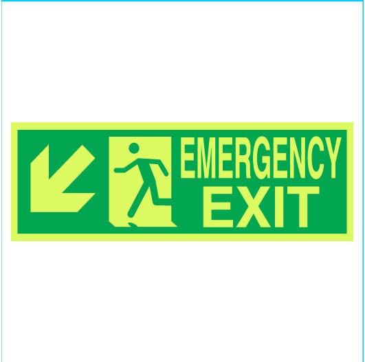 Buy Emergency Exit Left Down Diagonal Arrow Way Glow Sign Emergency ...